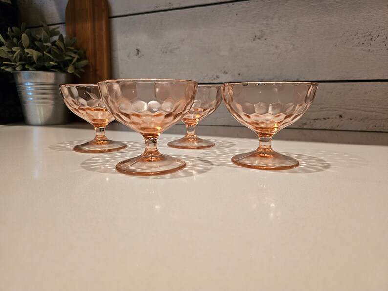 1920's Jeanette Hex Optic Honeycomb Pink Sherbet, Floral Etching - Etsy