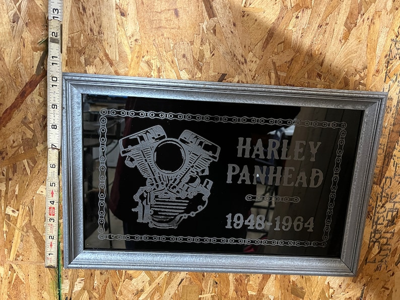 Harley Davidson Panhead Glass Framed Glass Etching - Etsy