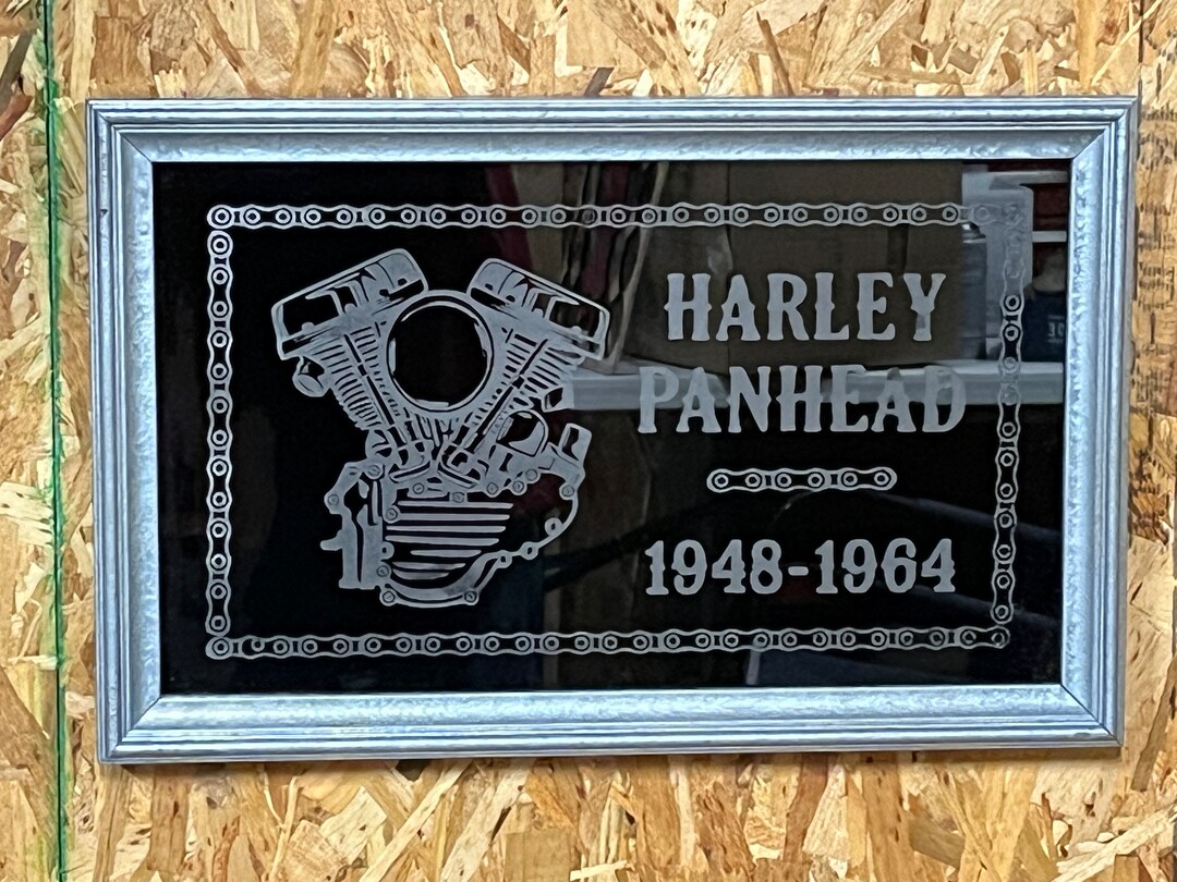 Harley Davidson Panhead Glass Framed Glass Etching - Etsy