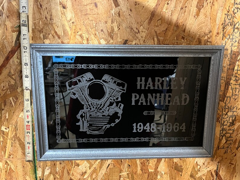 Harley Davidson Panhead Glass Framed Glass Etching - Etsy