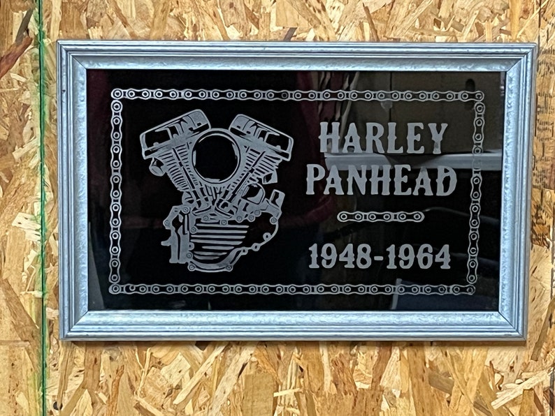 Harley Davidson Panhead Glass Framed Glass Etching - Etsy