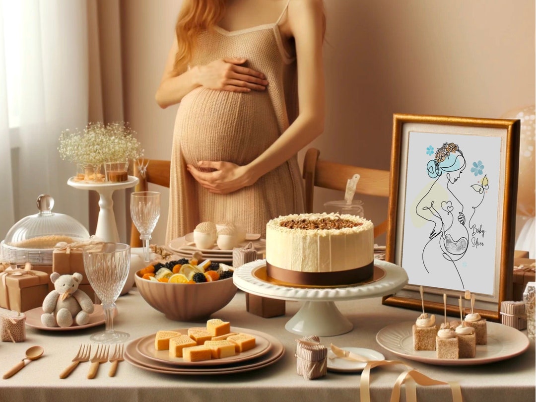 Baby Shower Gift | Line Art Pregnant Print | Handmade New Mum Gift ...