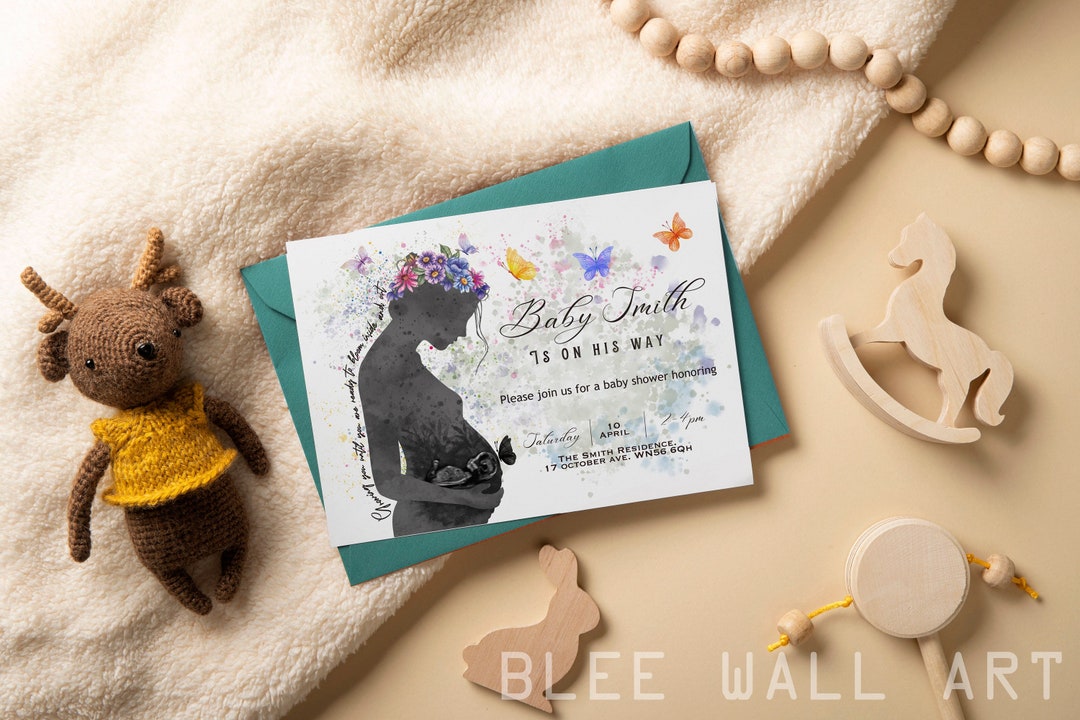 Baby Shower Invitation With Scan Photo, Personalised Baby Boy or Girl ...