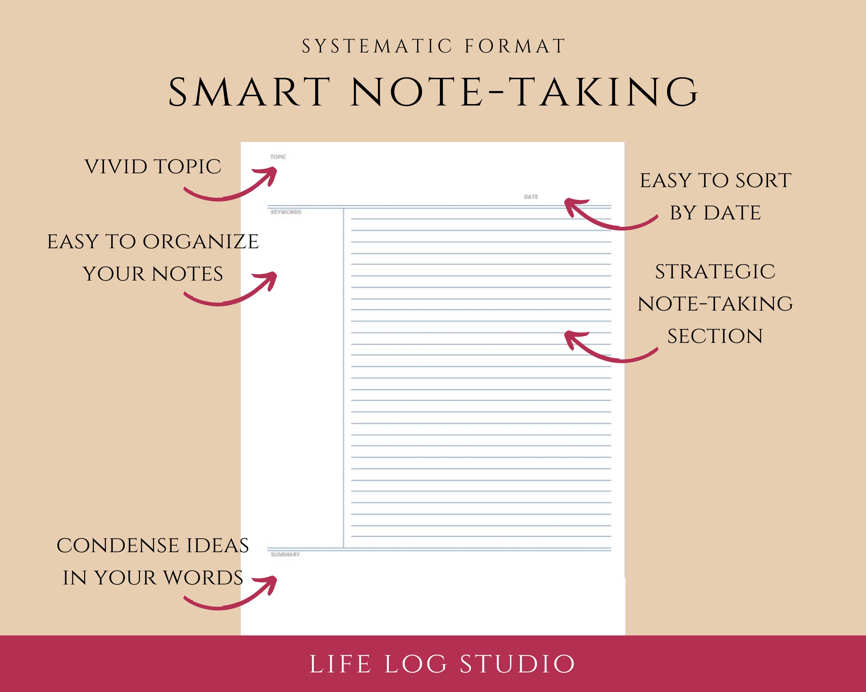 Cornell Note Template Letter Size Note Paper Printable Pack Student ...