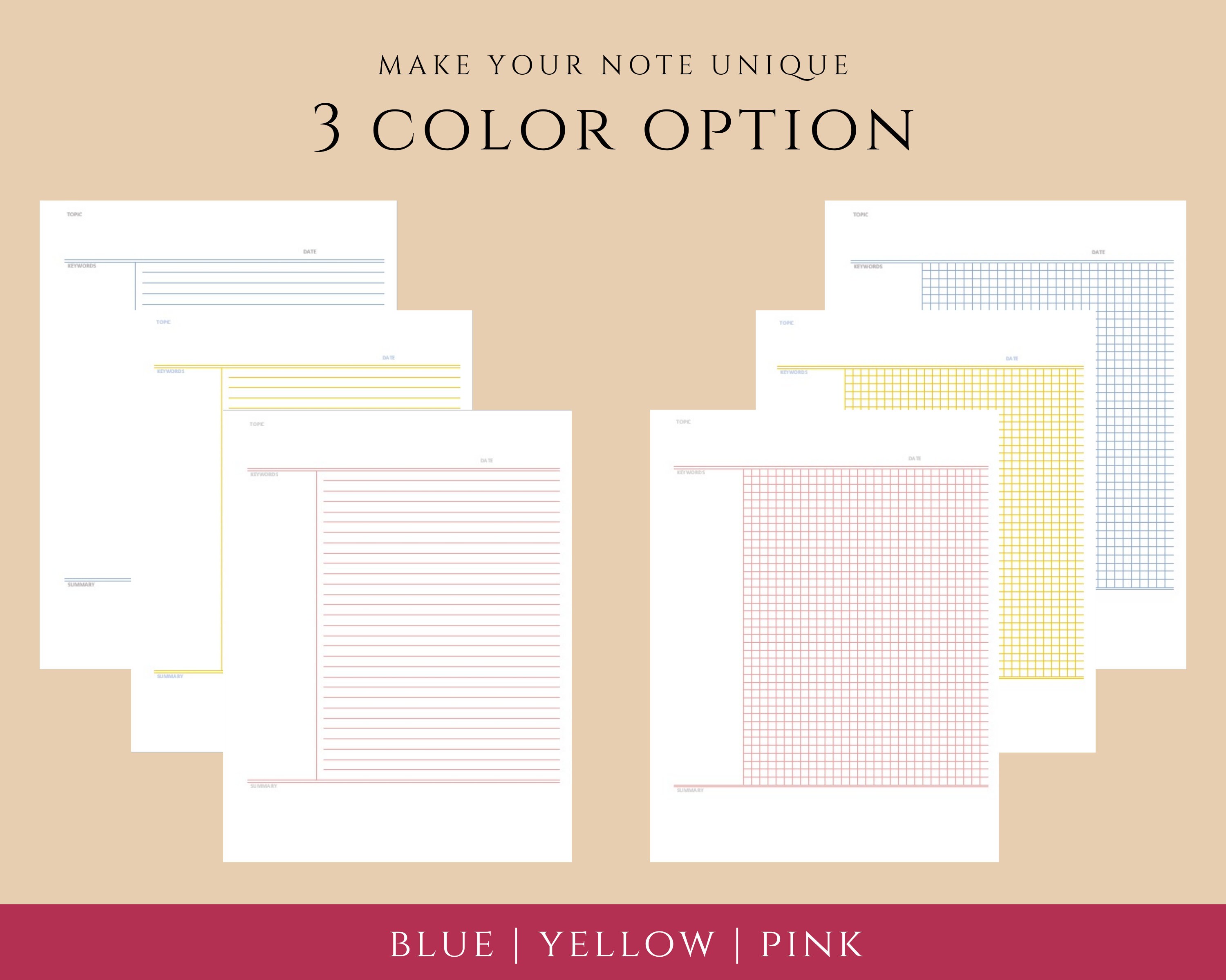 Cornell Note Template Letter Size Note Paper Printable Pack Student ...