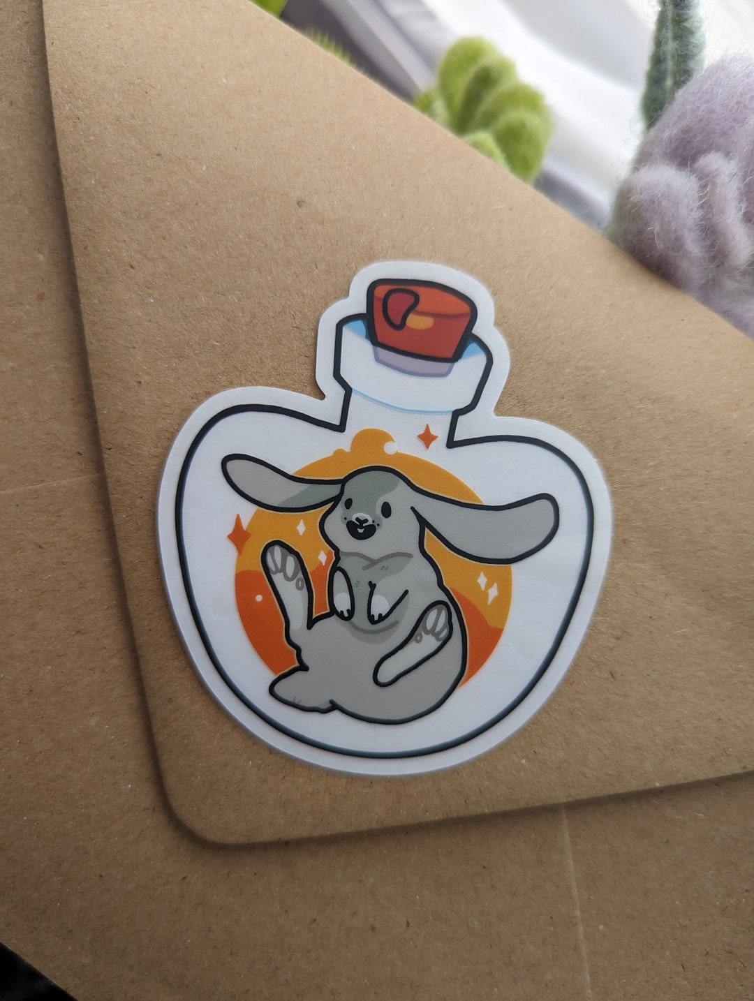 Bunny in a Bottle Magic Potion Sticker Transparent Waterproof - Etsy