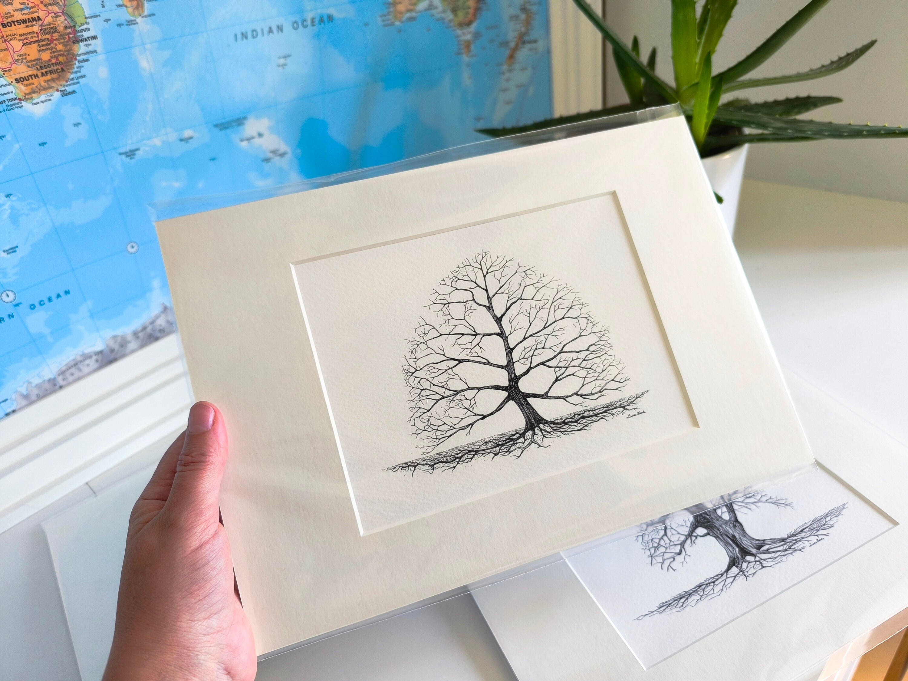 Happy Tree Miniature Ink Drawing Print Based on an Original Fine Line ...