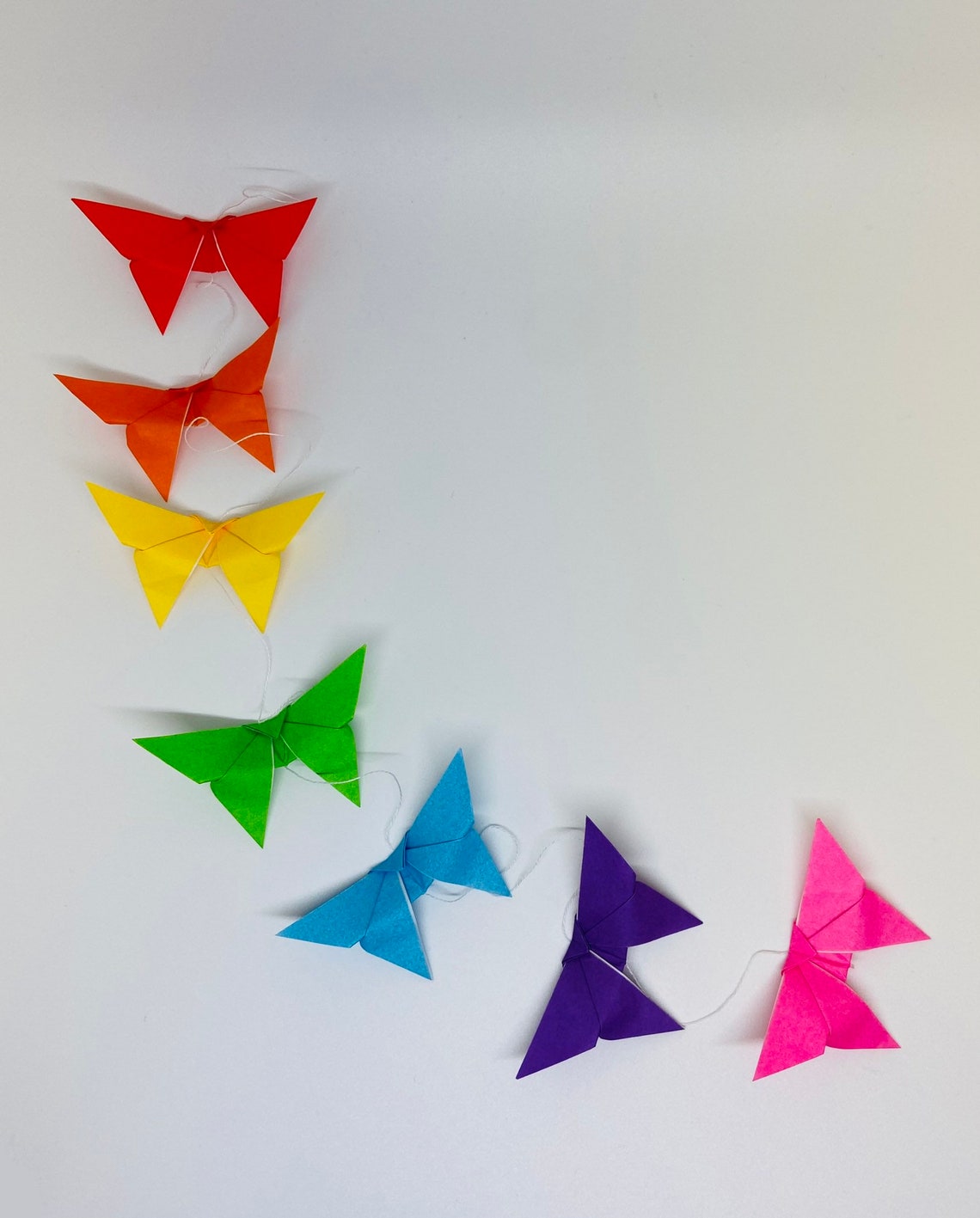 Guirlande de papillons en origami Arc-en-ciel Présentoir Décoration ...