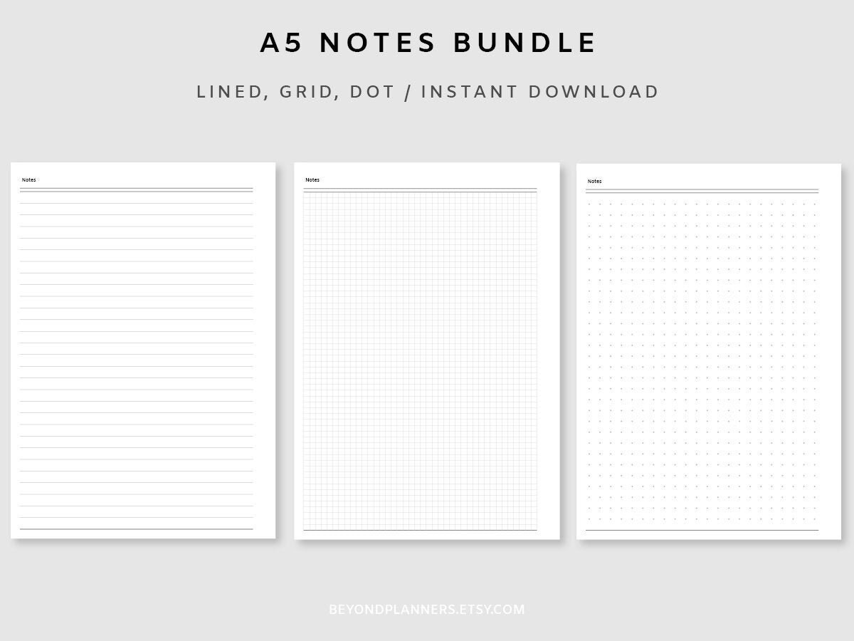 Printable Notes Page A5 Notes Template Printable A5 Insert | Etsy