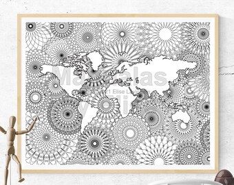 Mandala World Map | Etsy