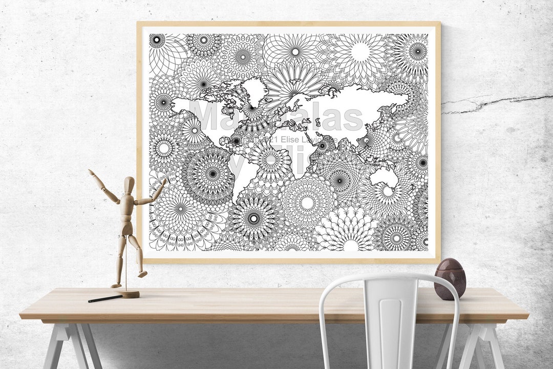 World Map Mandala No.2 - Etsy