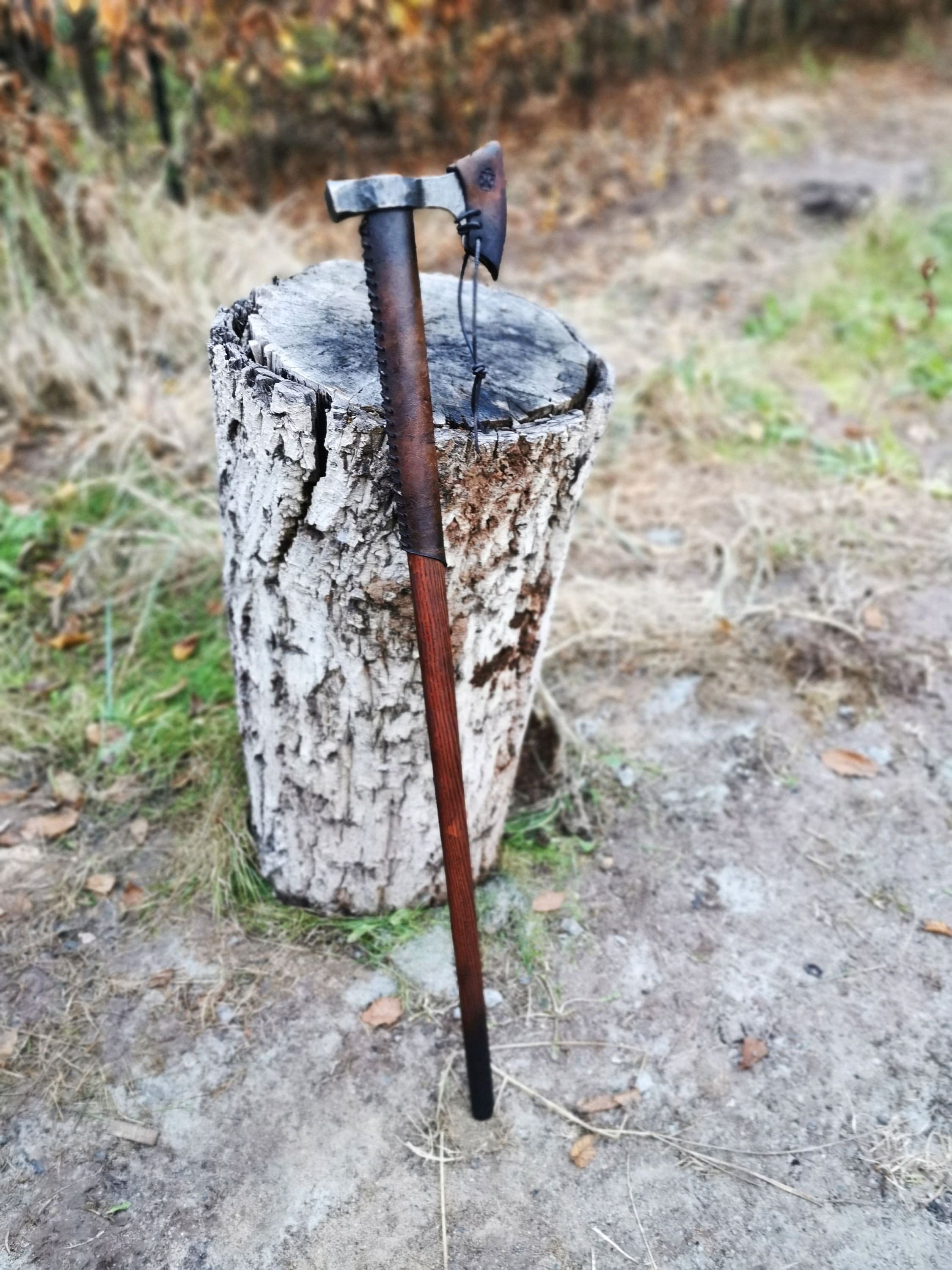 Walking Axe Forged Axe With Leather Sheath - Etsy