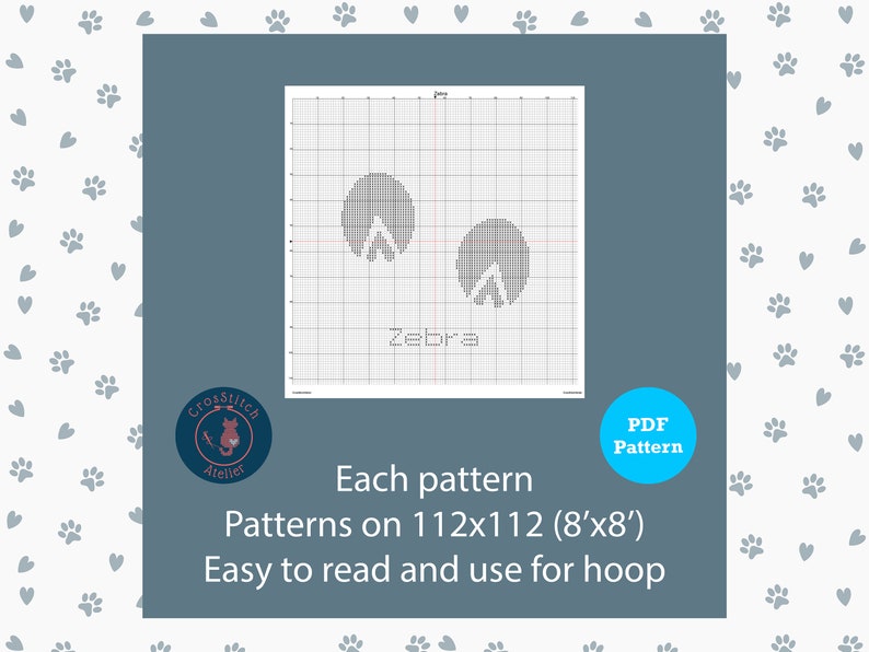 Animal Footprint Cross Stitch Pattern, Pattern for Animal Lover, Animal ...