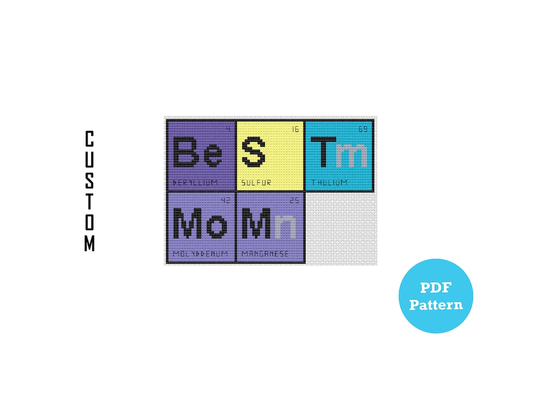 Custom Periodic Table Cross Stitch Pattern, Element Words Pdf Pattern ...