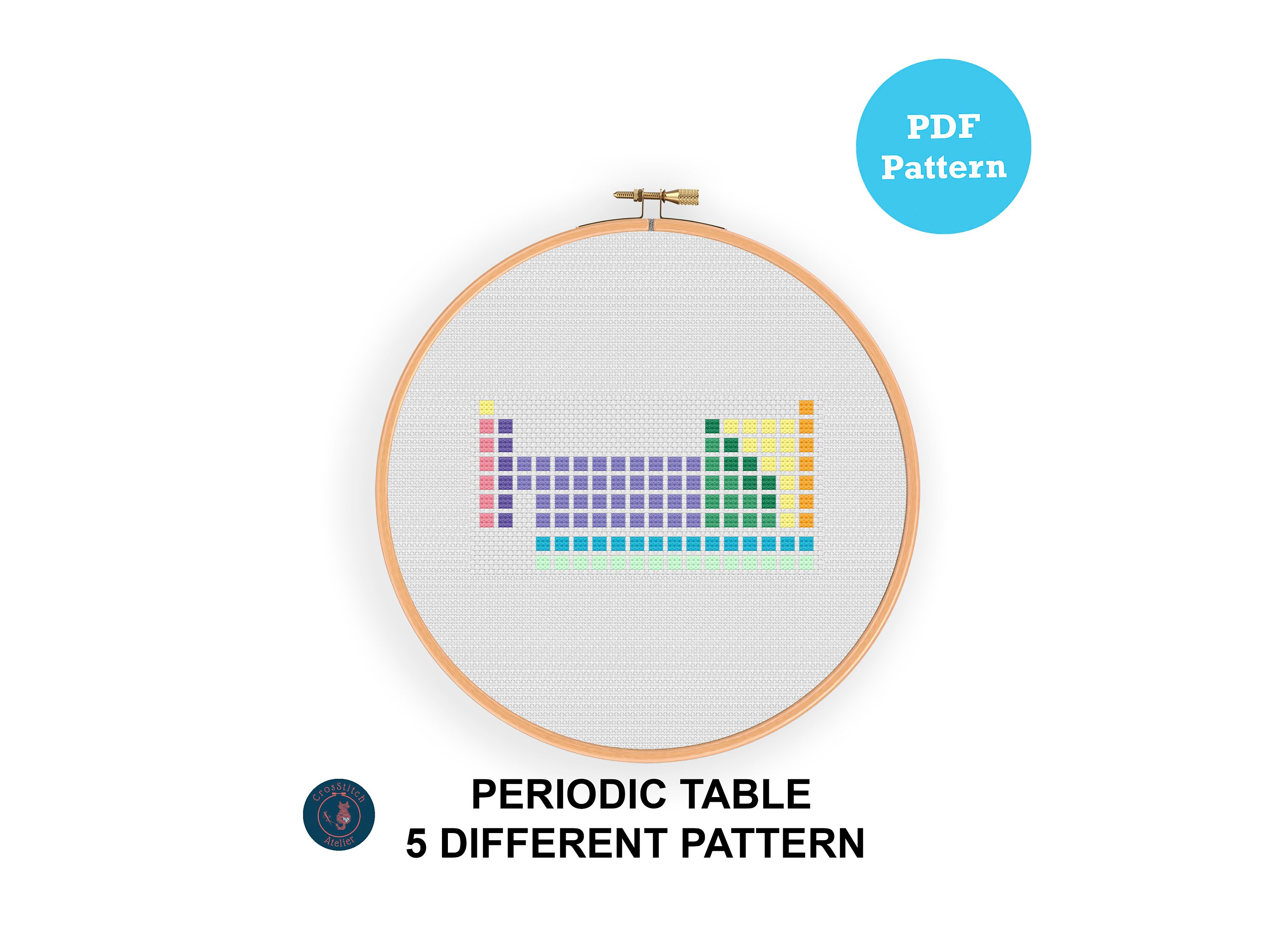 Periodic Table Cross Stitch Pattern Set of 5 Periodic Table - Etsy
