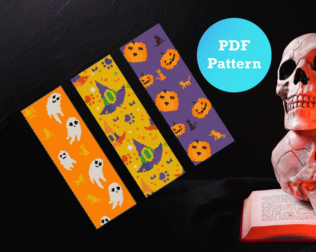 Halloween Bookmarks Cross Stitch Pattern: Set of 3 PDF Pattern - Etsy