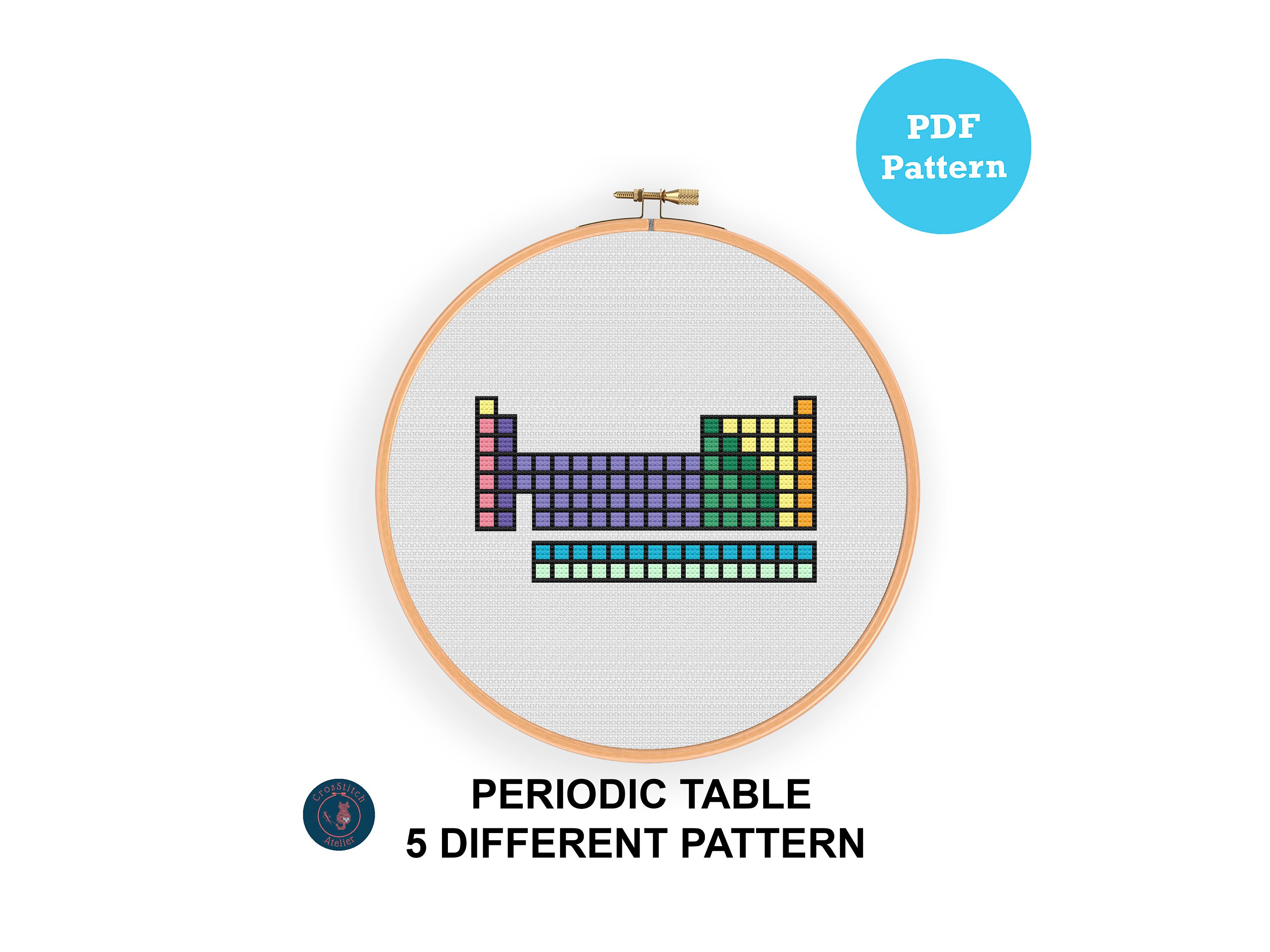 Periodic Table Cross Stitch Pattern Set of 5 Periodic Table - Etsy