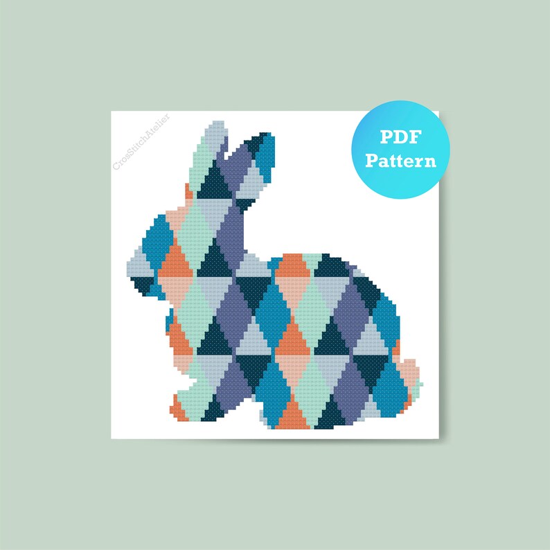 Geometric Rabbit Cross Stitch Pattern Geometric Animal Stitch | Etsy