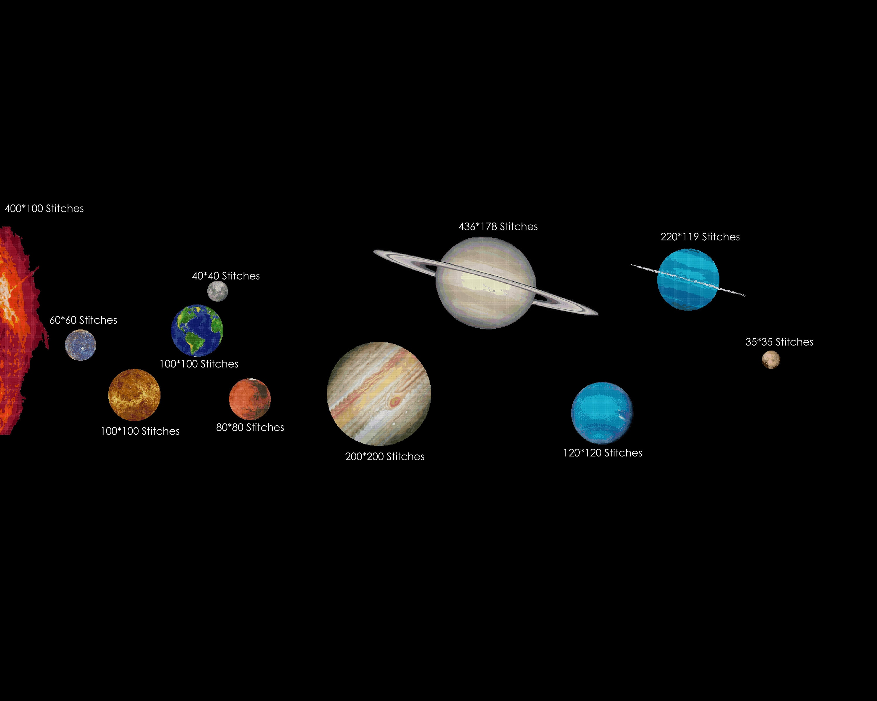 Solar System Cross Stitch Pattern: Planets, Moon & Pluto, PDF Pattern ...