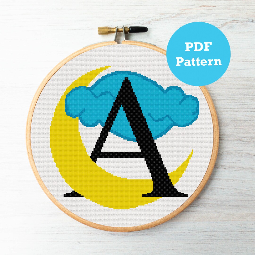Moon Monogram Cross Stitch Pattern, PDF - Etsy