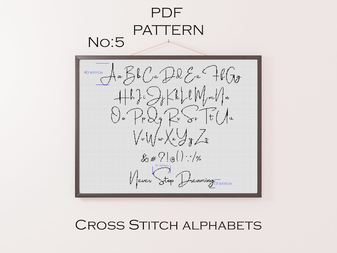 Handwriting Alphabet Cross Stitch Pattern, PDF Pattern - Etsy