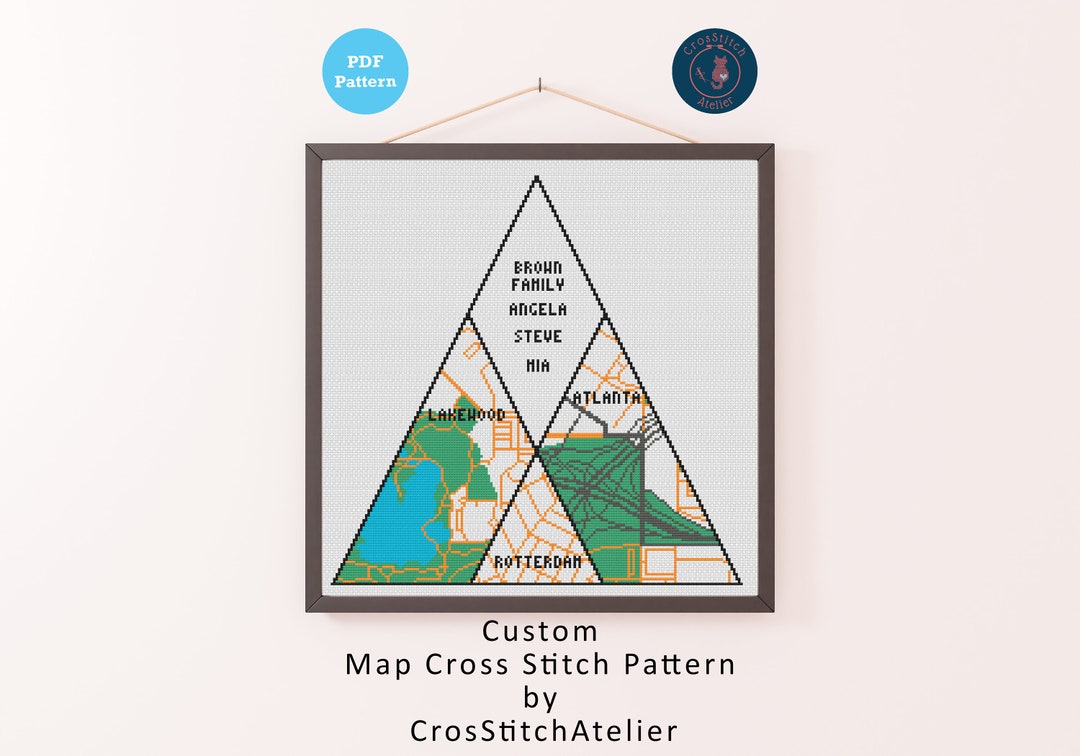 Personalized Map Cross Stitch Pattern, Family Cross Stitch Pattern ...