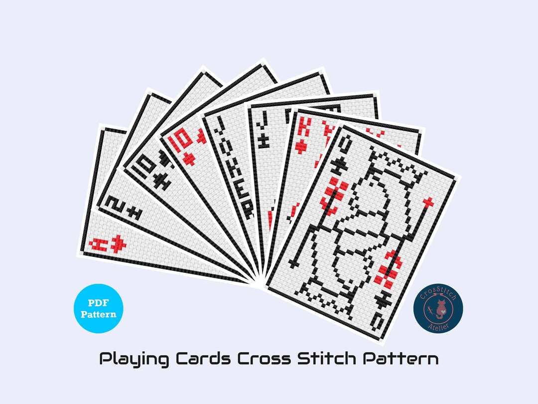 Playing Cards Cross Stitch Pattern, Playing Cards Pdf Pattern, Diamond ...