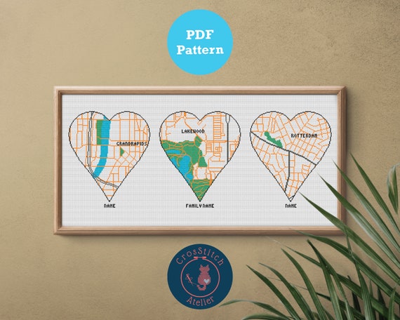 Personalized Map Cross Stitch Pattern Family Cross Stitch - Etsy