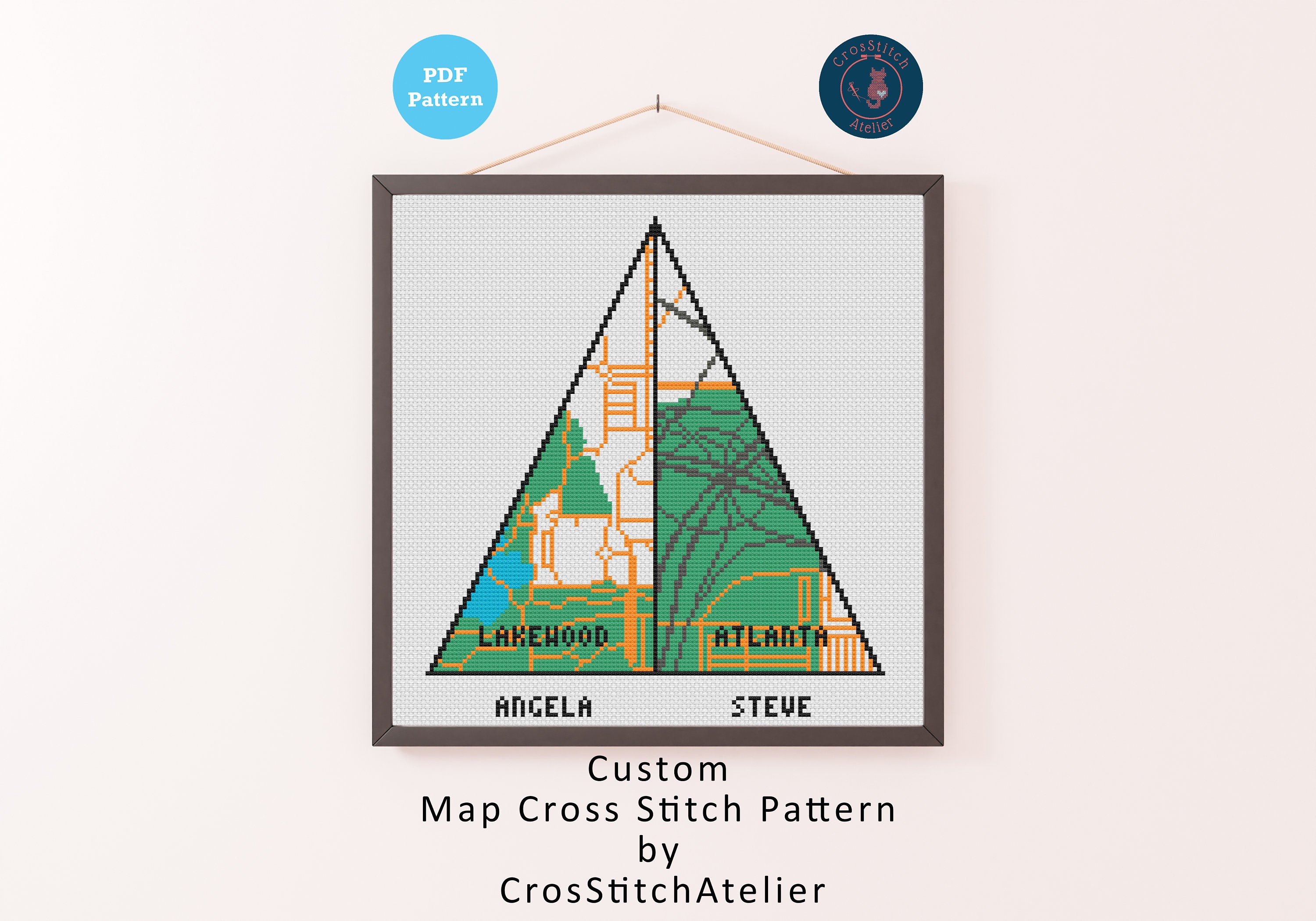 Custom Map Cross Stitch Pattern Anniversary Gift Pattern - Etsy