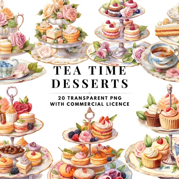 Tea Time Clipart - Etsy