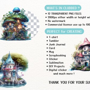 Watercolor Fairy House Clipart, Magical Mushroom House Bundle PNG ...