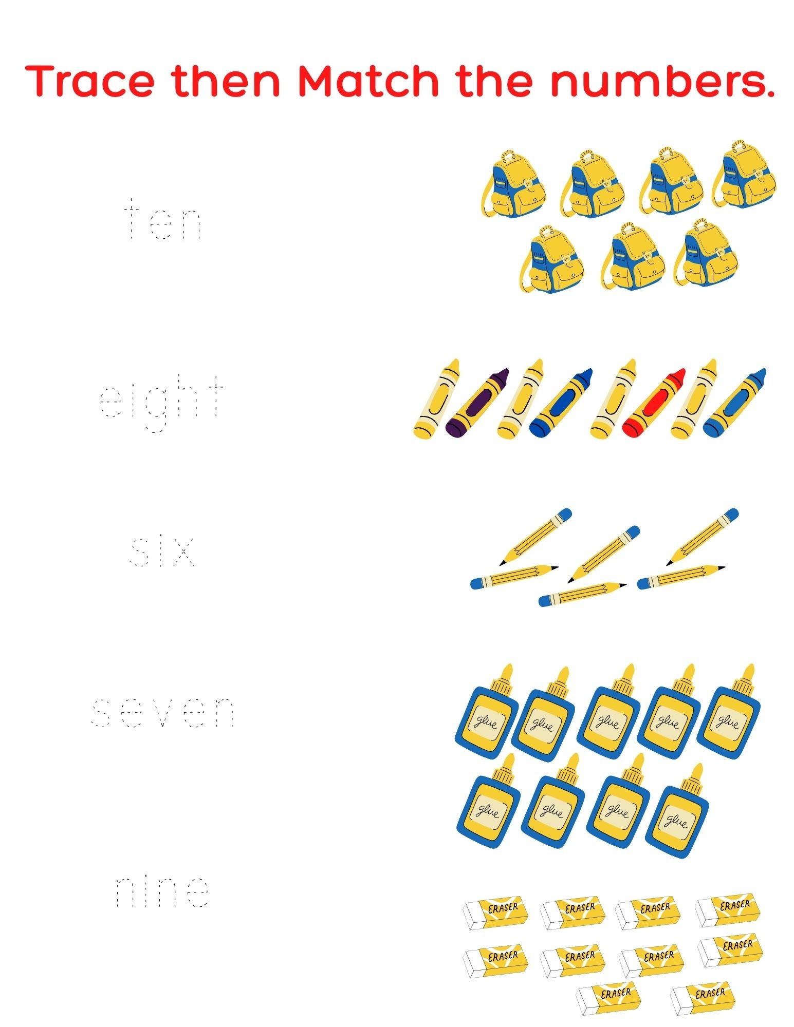 Kindergarten Sight Words Number Practice 1 10 Printables - Etsy UK