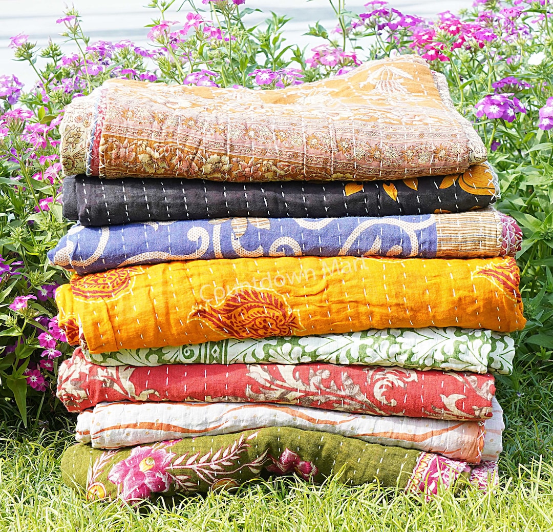 Kantha Vintage Quilts,vintage Kantha Quilt, Sari Coverlet, Sundance ...