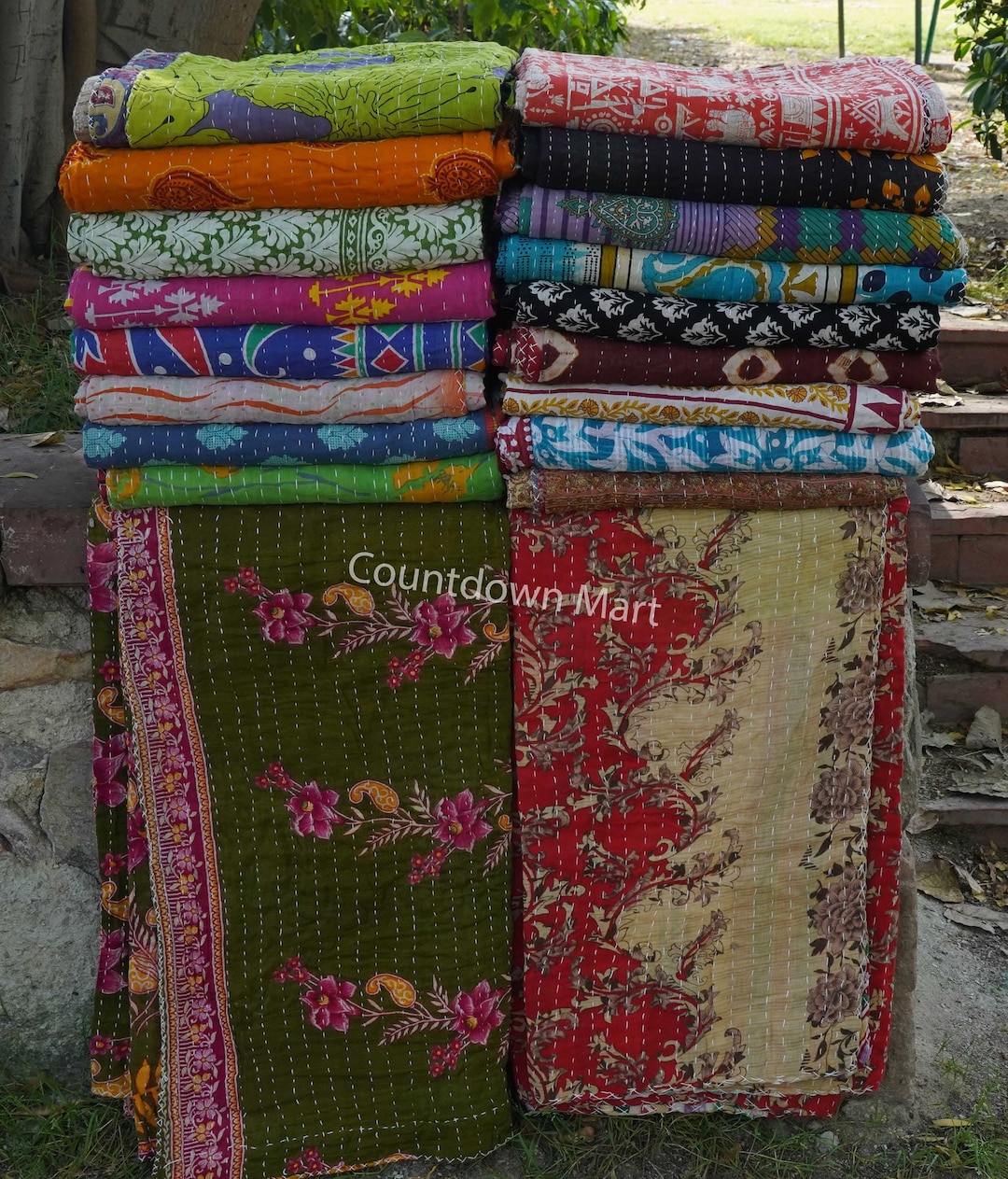 Vintage Kantha Quilt, Indian Sari Quilt Kantha Throw Blanket, Antique ...