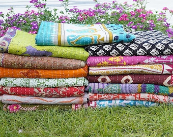 Wholesale Lot Vintage Kantha Quilt, Sari Coverlet, Sundance Kantha ...