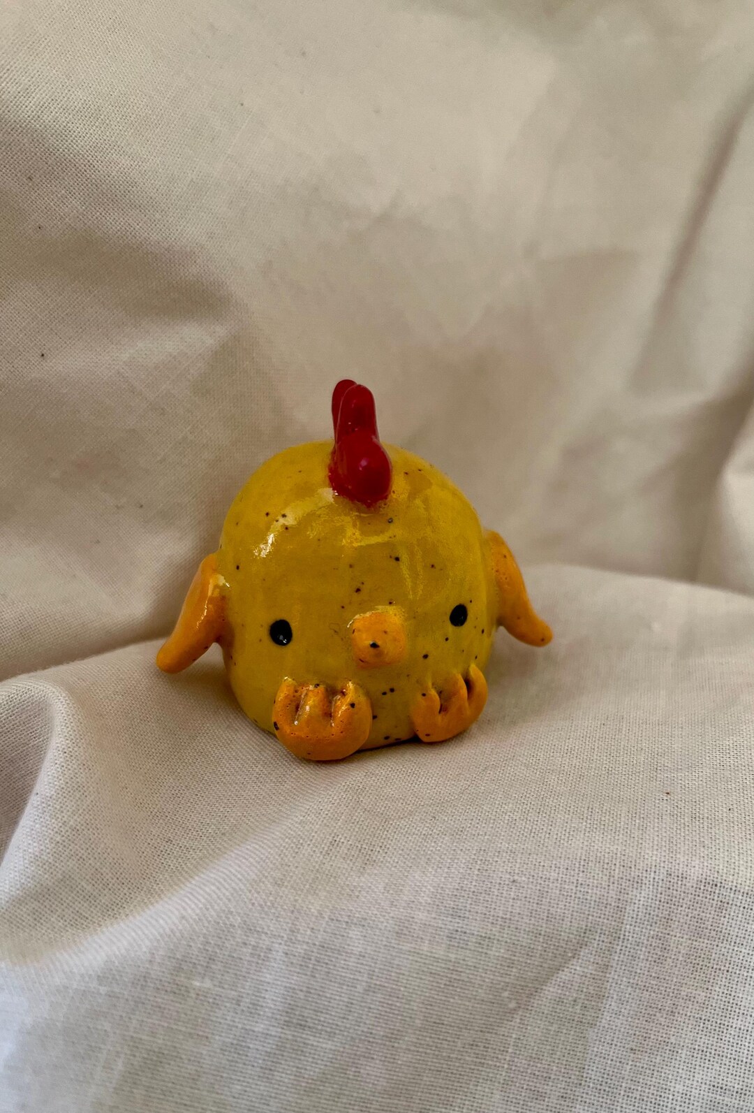 Handmade Ceramic Tiny Chicken Sculpture, Mini Decoration, Unique ...