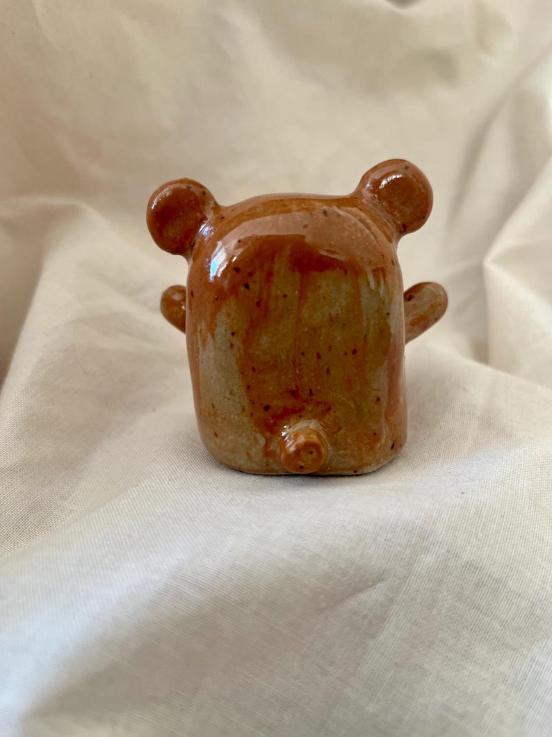Handmade Ceramic Tiny Bear Sculpture, Mini Decoration, Unique Birthday ...