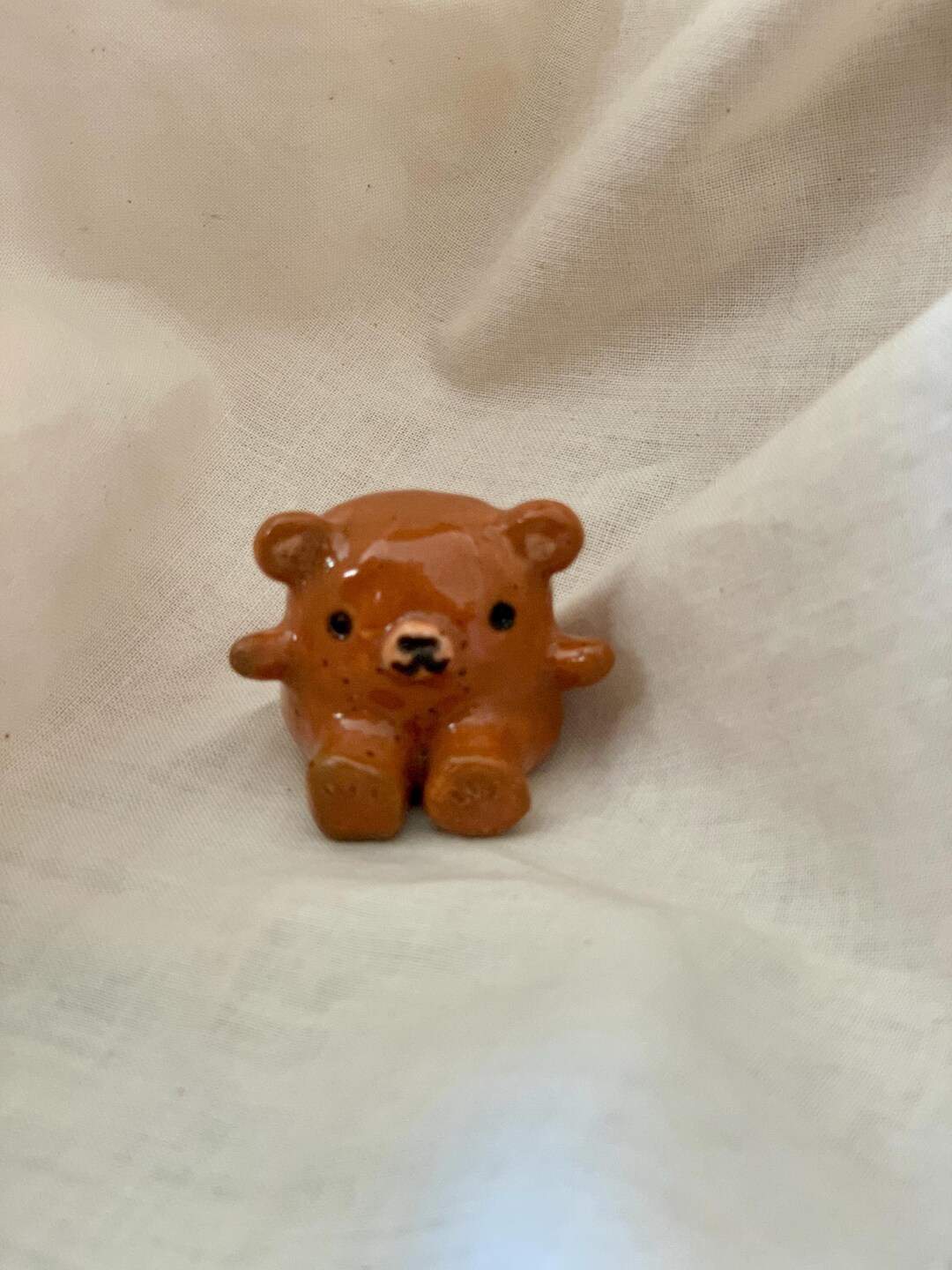 Handmade Ceramic Tiny Bear Sculpture, Mini Decoration, Unique Birthday ...