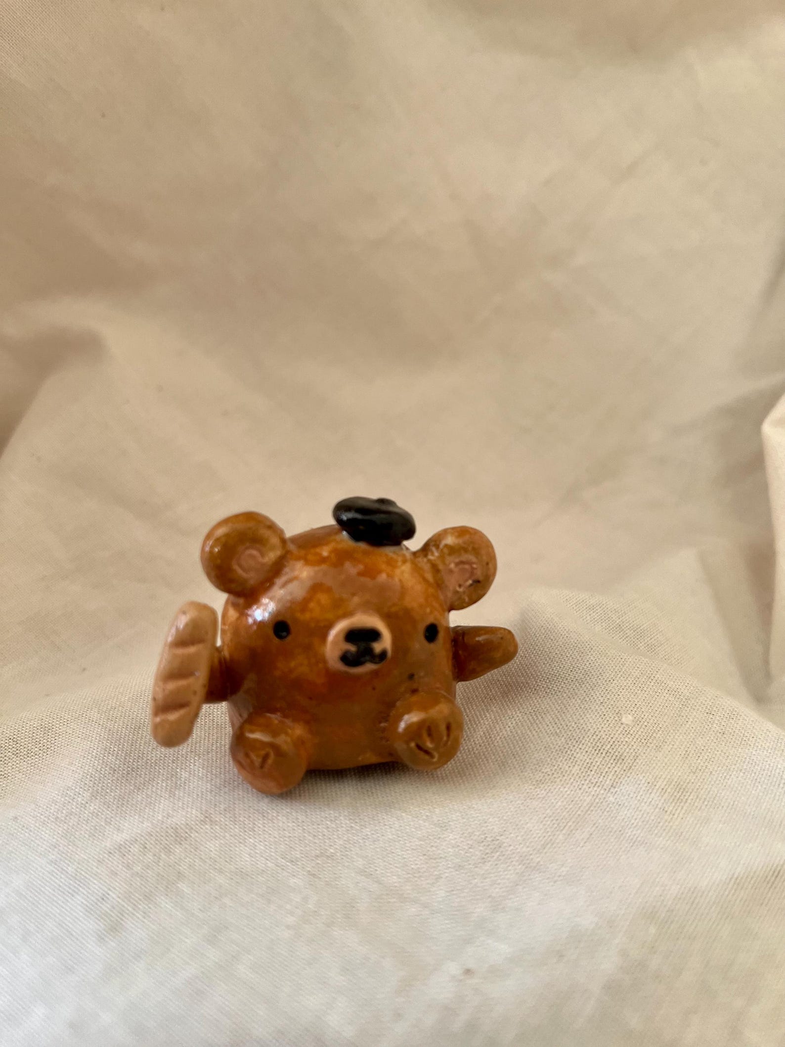 Handmade Ceramic Tiny Bear Sculpture, Mini Decoration, Unique Birthday ...