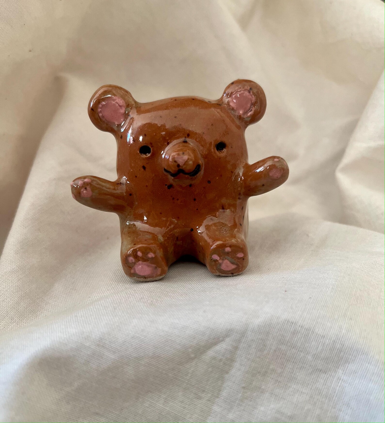 Handmade Ceramic Tiny Bear Sculpture, Mini Decoration, Unique Birthday ...