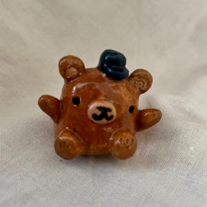 Handmade Ceramic Tiny Bear Sculpture, Mini Decoration, Unique Birthday ...