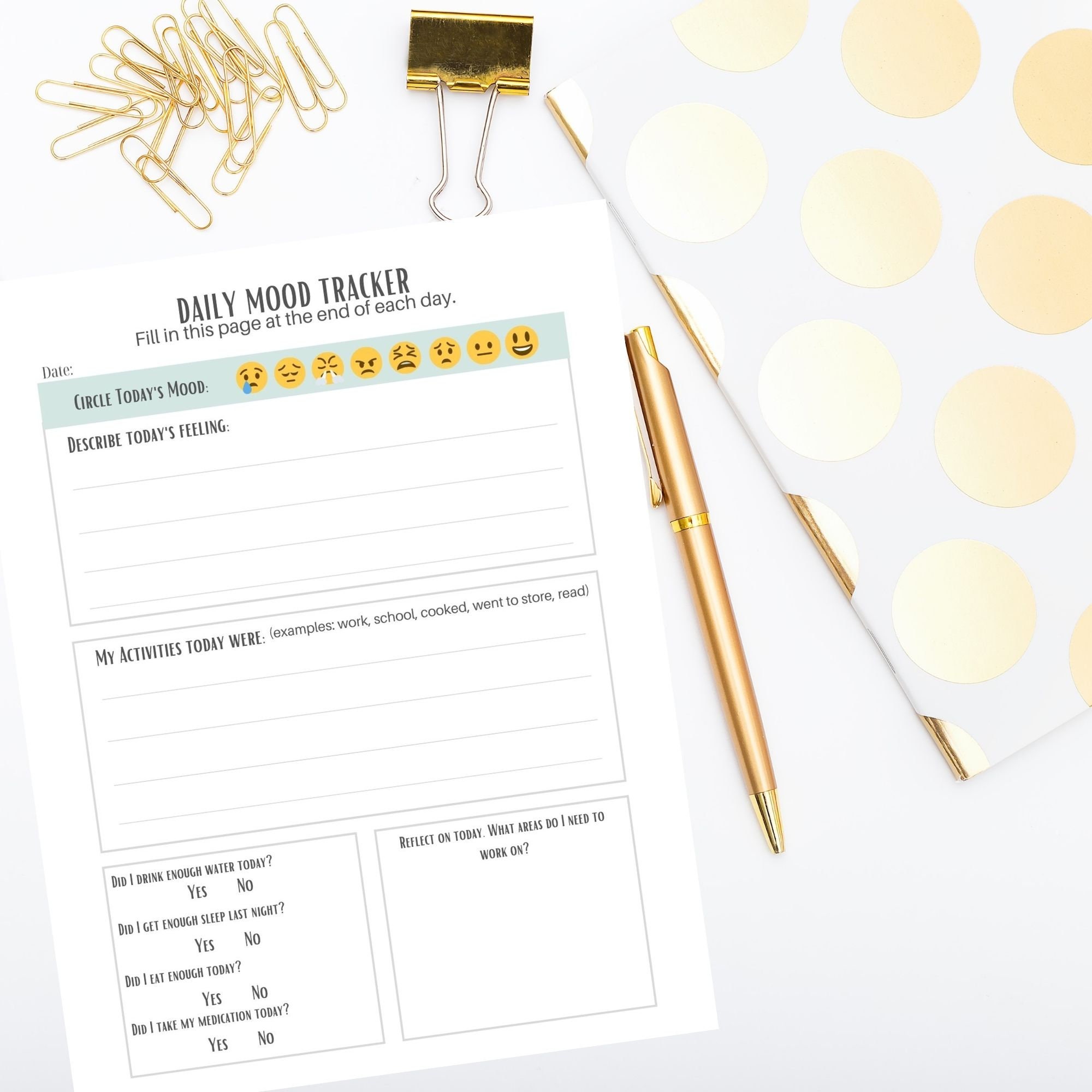 Daily Mood Tracker Mental Health Check In Affirmation - Etsy