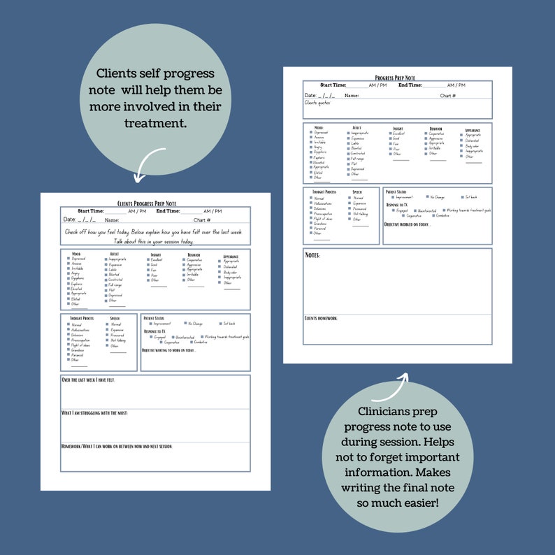 Clinicians Progress Prep Note Plus, Printable Psychotherapy Check List ...