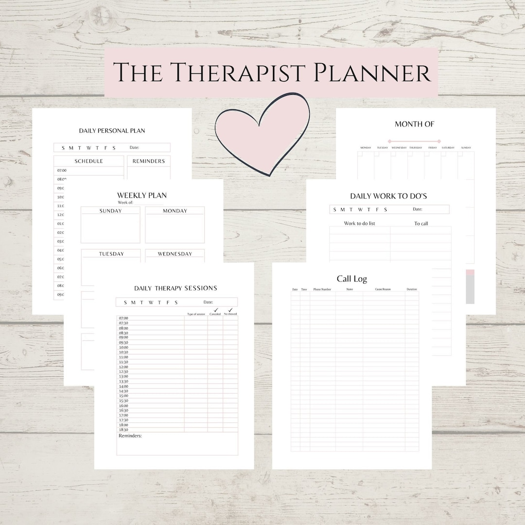 Therapist Daily Planner, Scheduling Hourly Therapy Sessions, Printable ...
