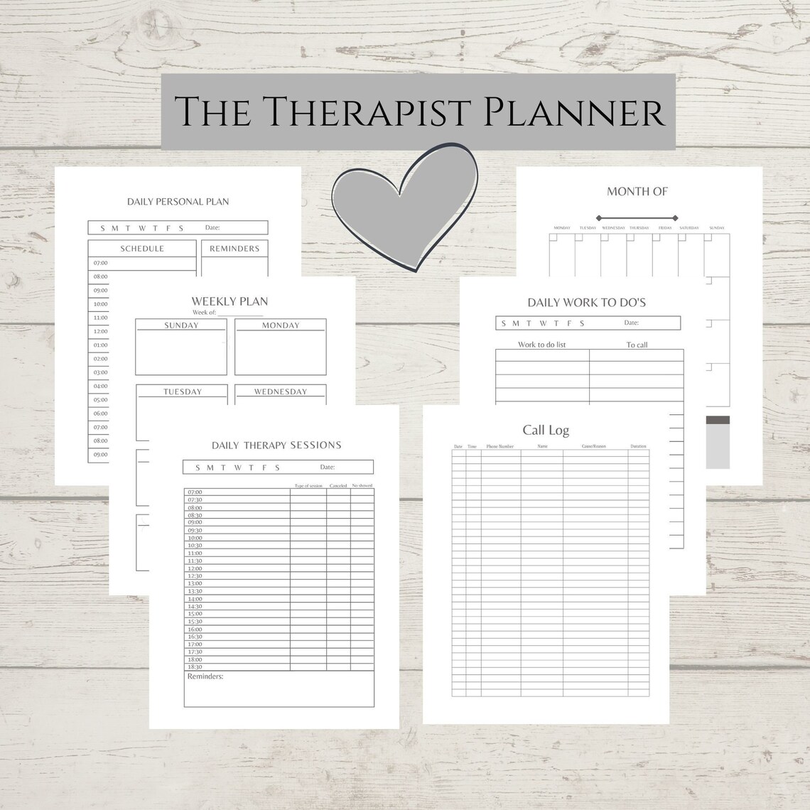 Therapist Daily Planner, Scheduling Hourly Therapy Sessions, Printable ...