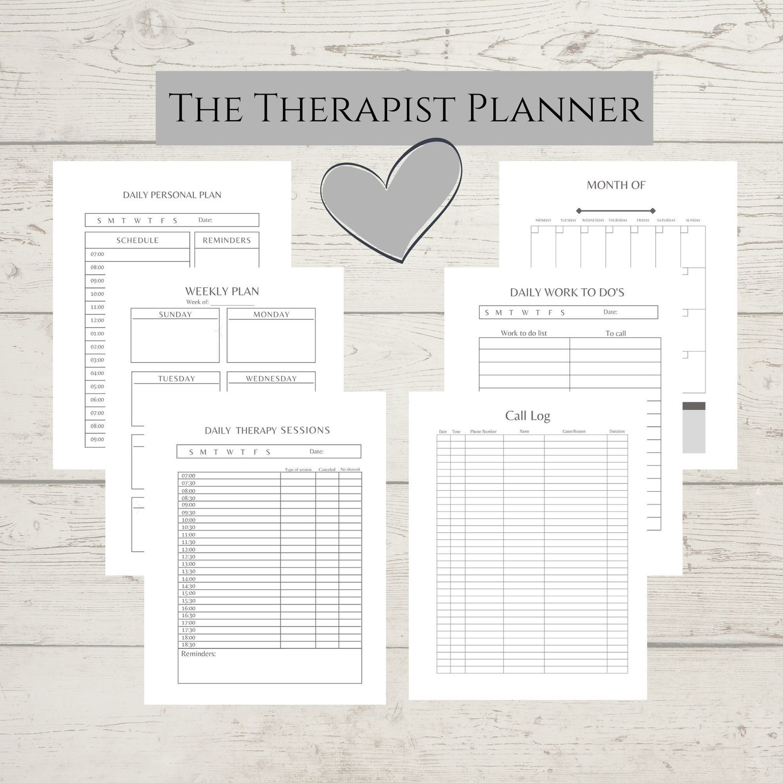 Therapist Daily Planner, Scheduling Hourly Therapy Sessions, Printable ...