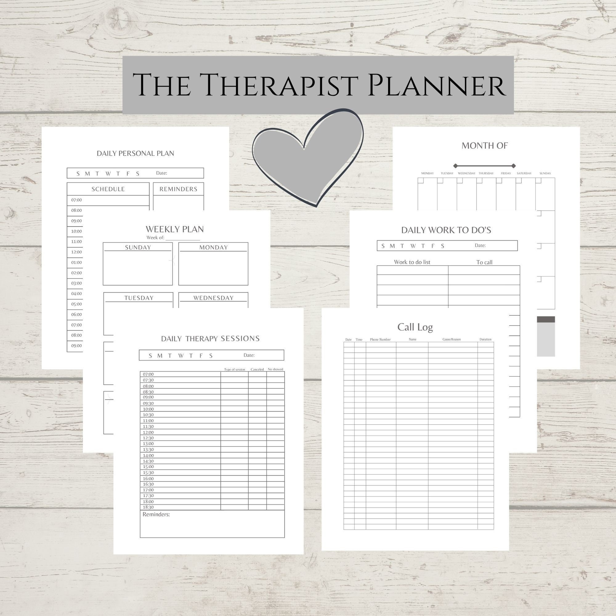 Therapist Daily Planner, Scheduling Hourly Therapy Sessions, Printable ...