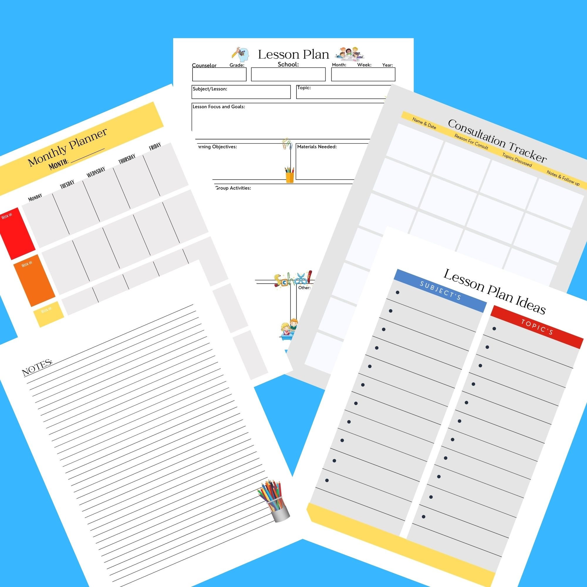 Elementary School Counselor Lesson Plan Journal, Instant Download ...