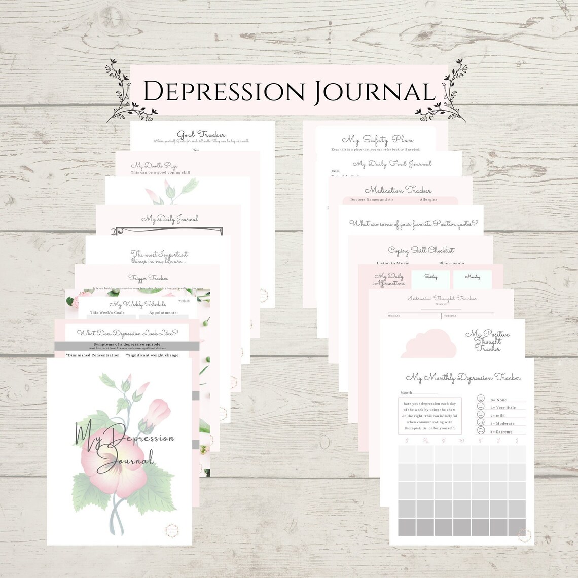 Depression Mental Health Journal Planner Anxiety Worksheets - Etsy