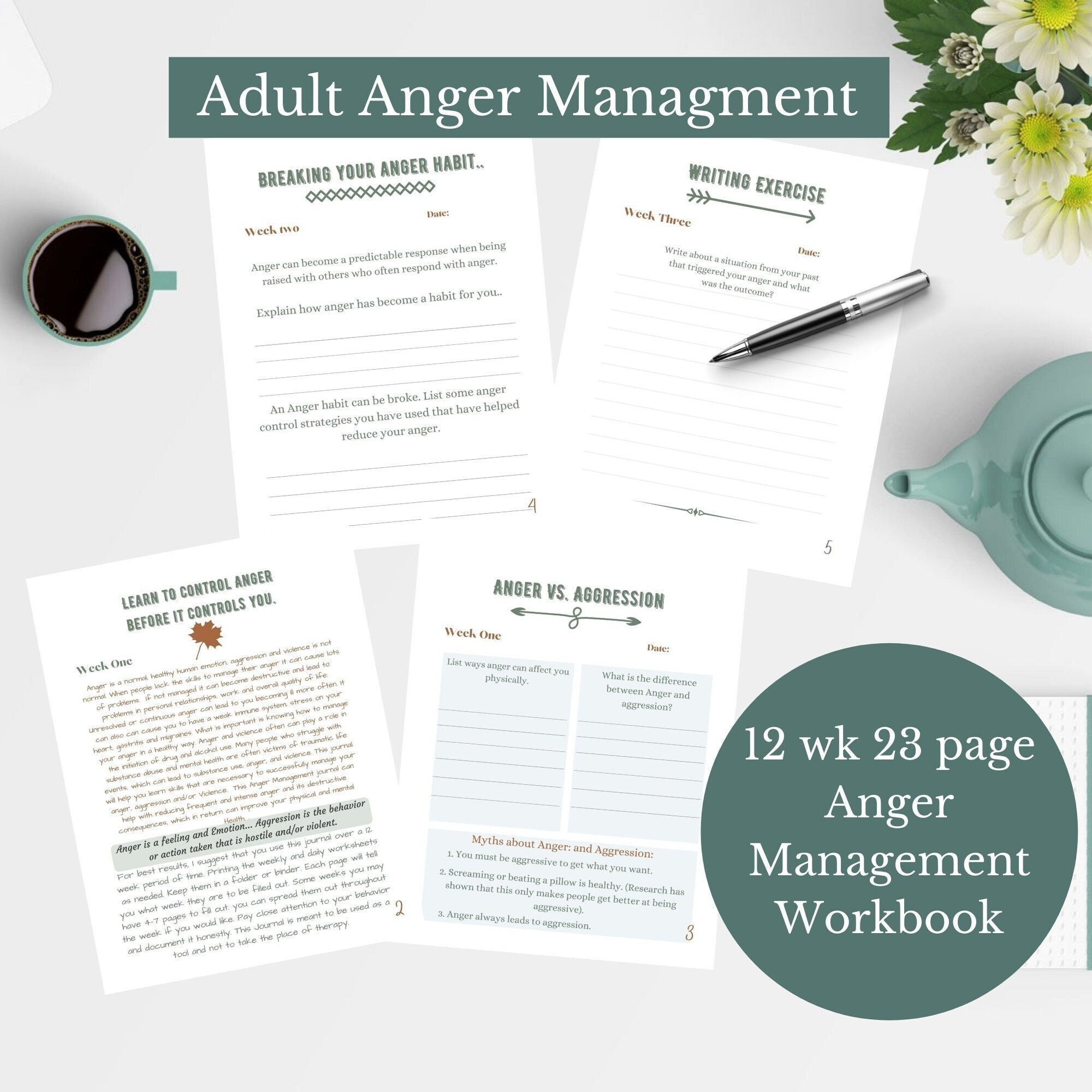 Anger Management Mental Health Printable Journal, Mood Swing Outburst ...